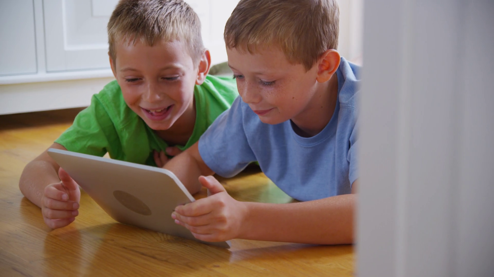 Two Children Using Digital Tablet Together Stock Footage SBV-347587144 ...