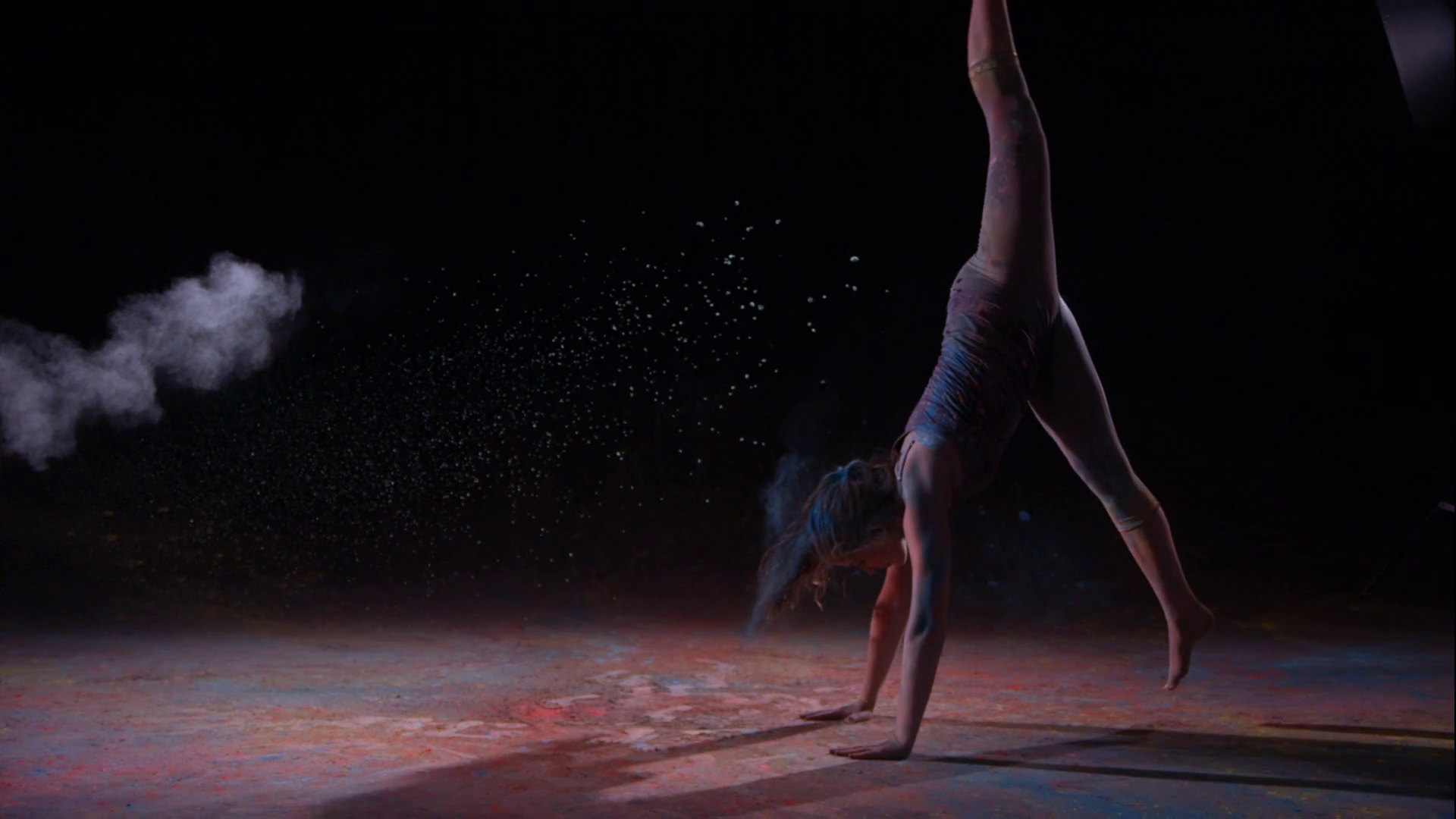 Colored Powder Hitting Girl Dances Slow Stock Footage SBV-347590136 ...