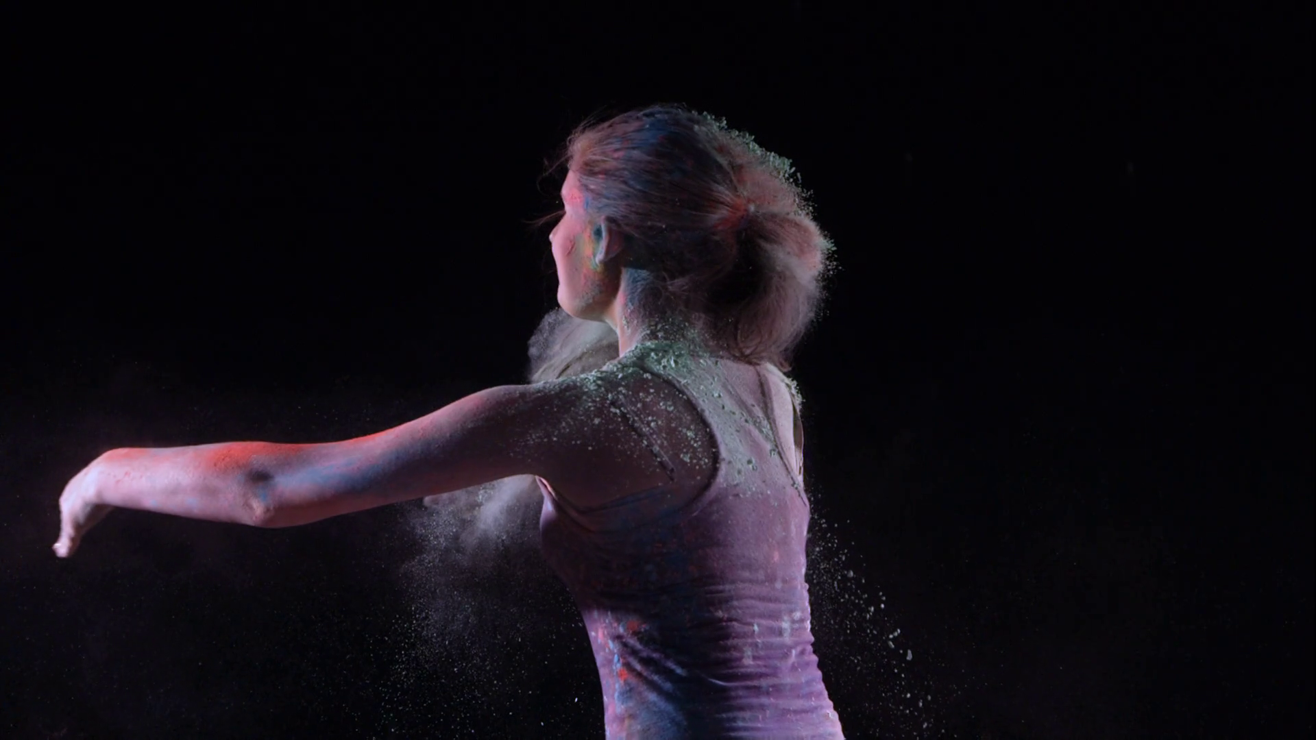 Colored Powder Hitting Girl Dances Slow Stock Footage SBV-347590141 ...