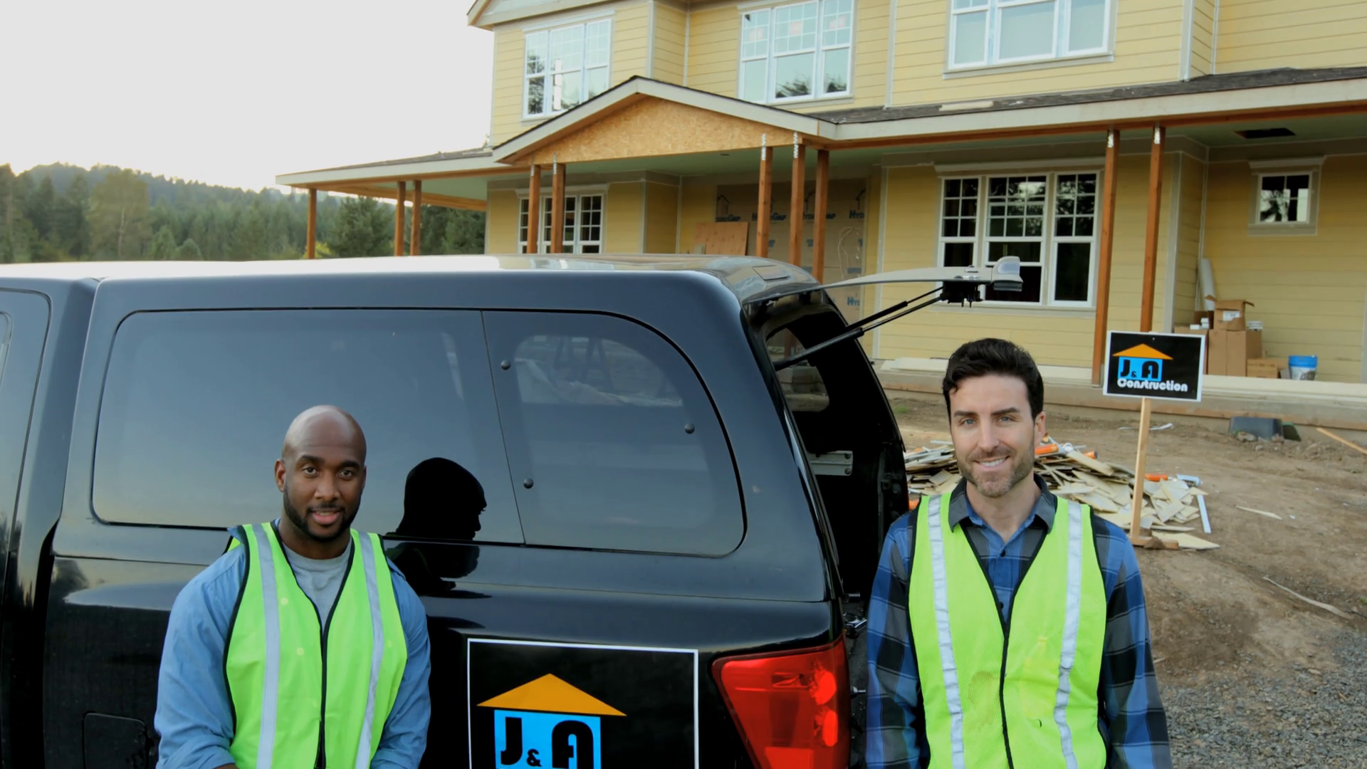 Portrait Of Two Construction Workers (fake Stock Footage SBV-347593197 ...