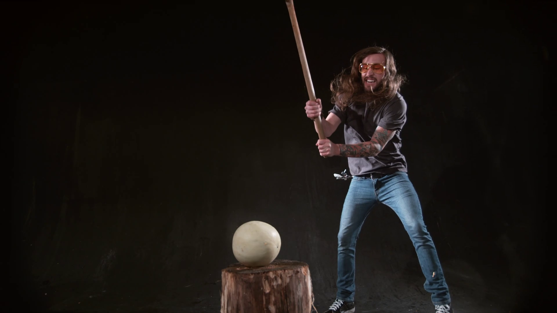 Man Smashing Melon With Hammer In Slow Stock Footage SBV-347610477 ...