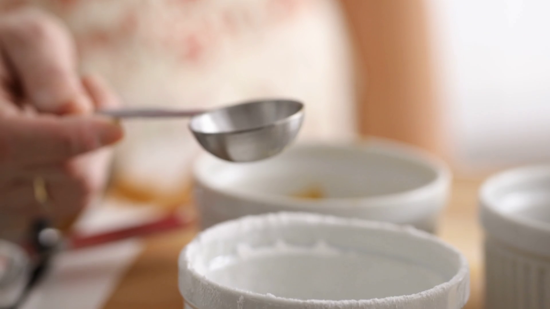 Measuring Teaspoon Of Baking Powder Into Stock Footage SBV-347613679 ...