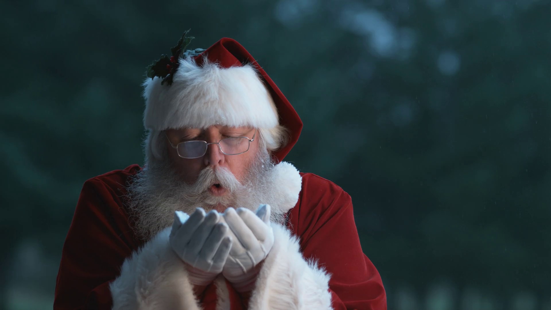 Santa Claus Blowing Snow From Hands In Slow Stock Footage SBV-347613902 ...