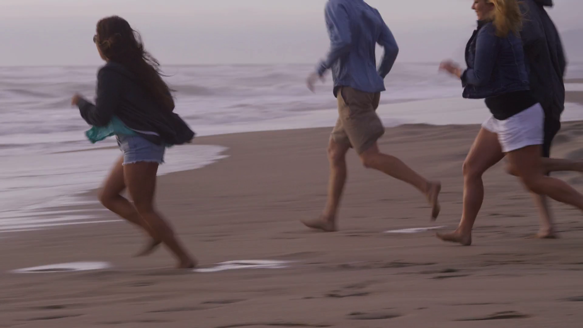 Group Of Friends At Beach Running Together Stock Footage SBV-347616584 ...