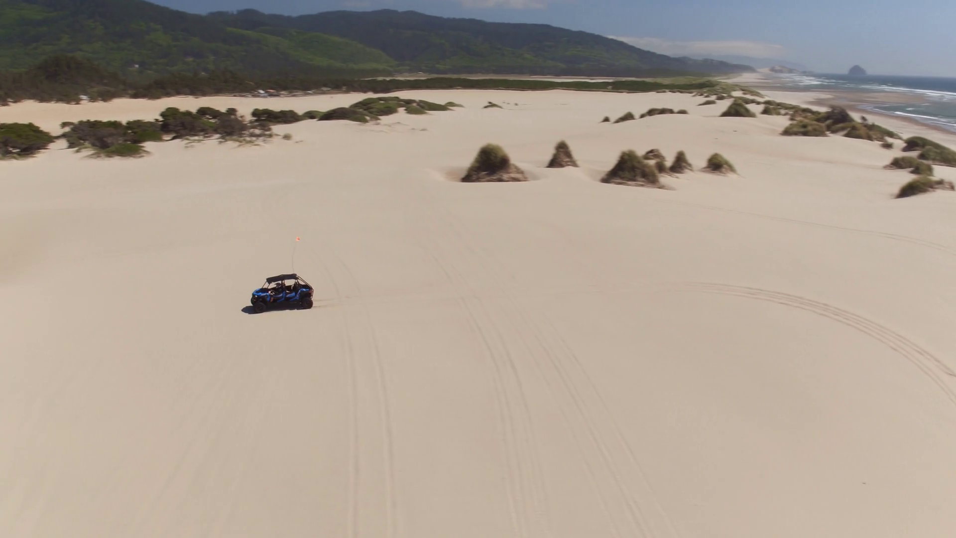 Aerial View Of Atv Driving On Sand Dunes Stock Footage SBV-347617907 ...