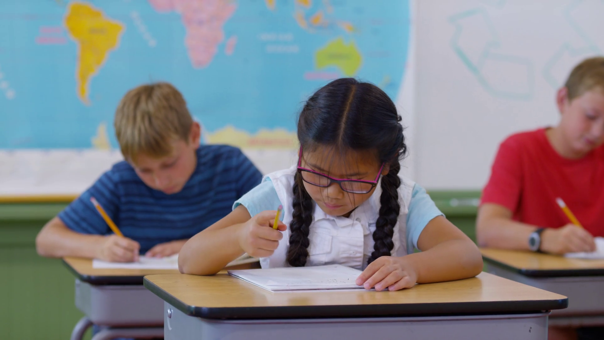 Students Working On Writing Project In Stock Footage SBV-347619455 ...