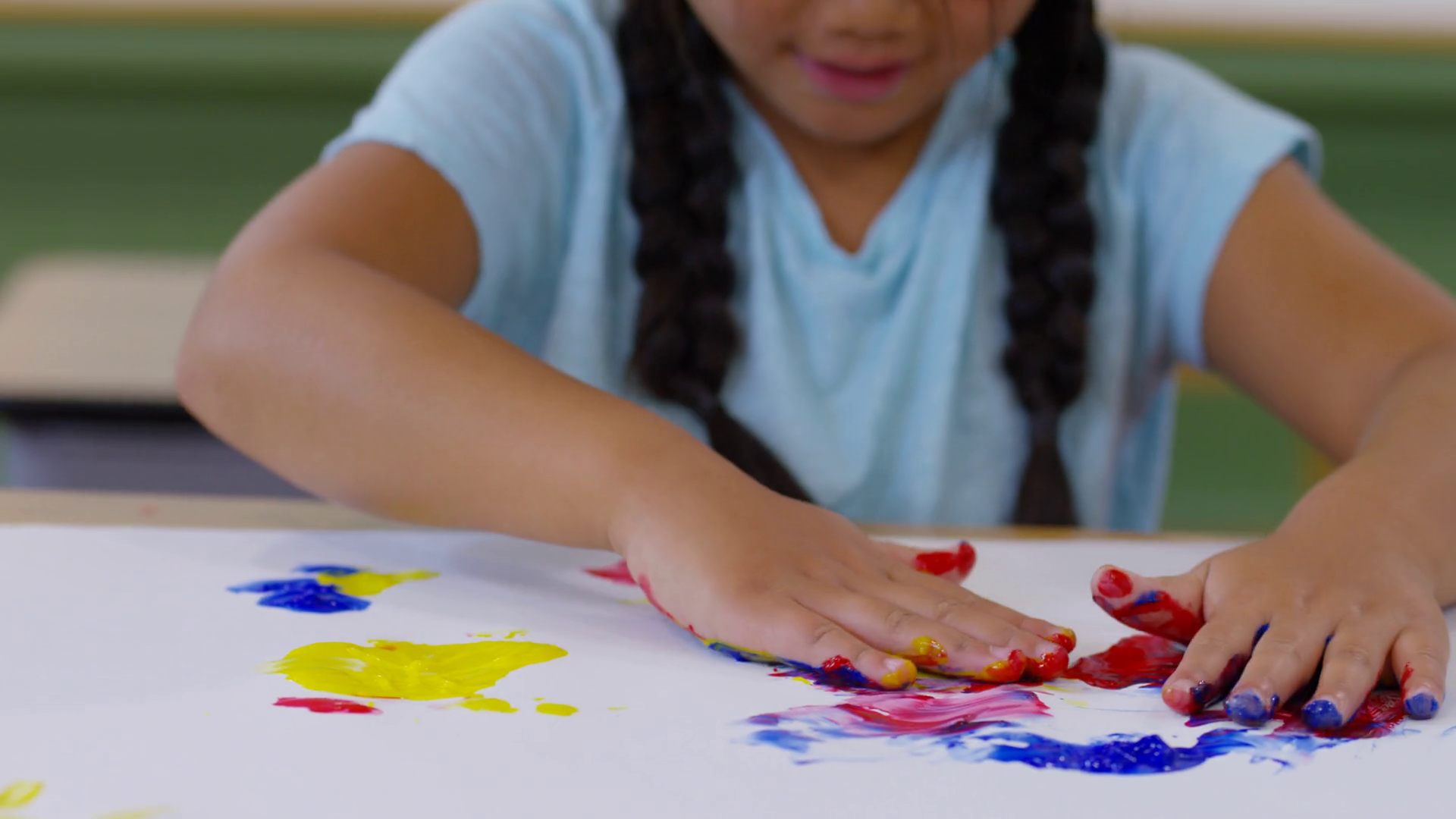 Child Painting With Messy Hands Stock Footage SBV-347619562 - Storyblocks
