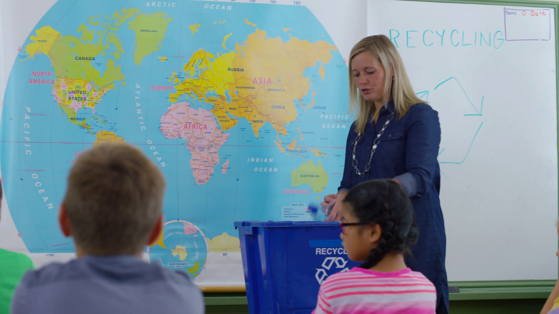 Teacher Giving Recycle Lesson In School Stock Footage SBV-347620045 ...