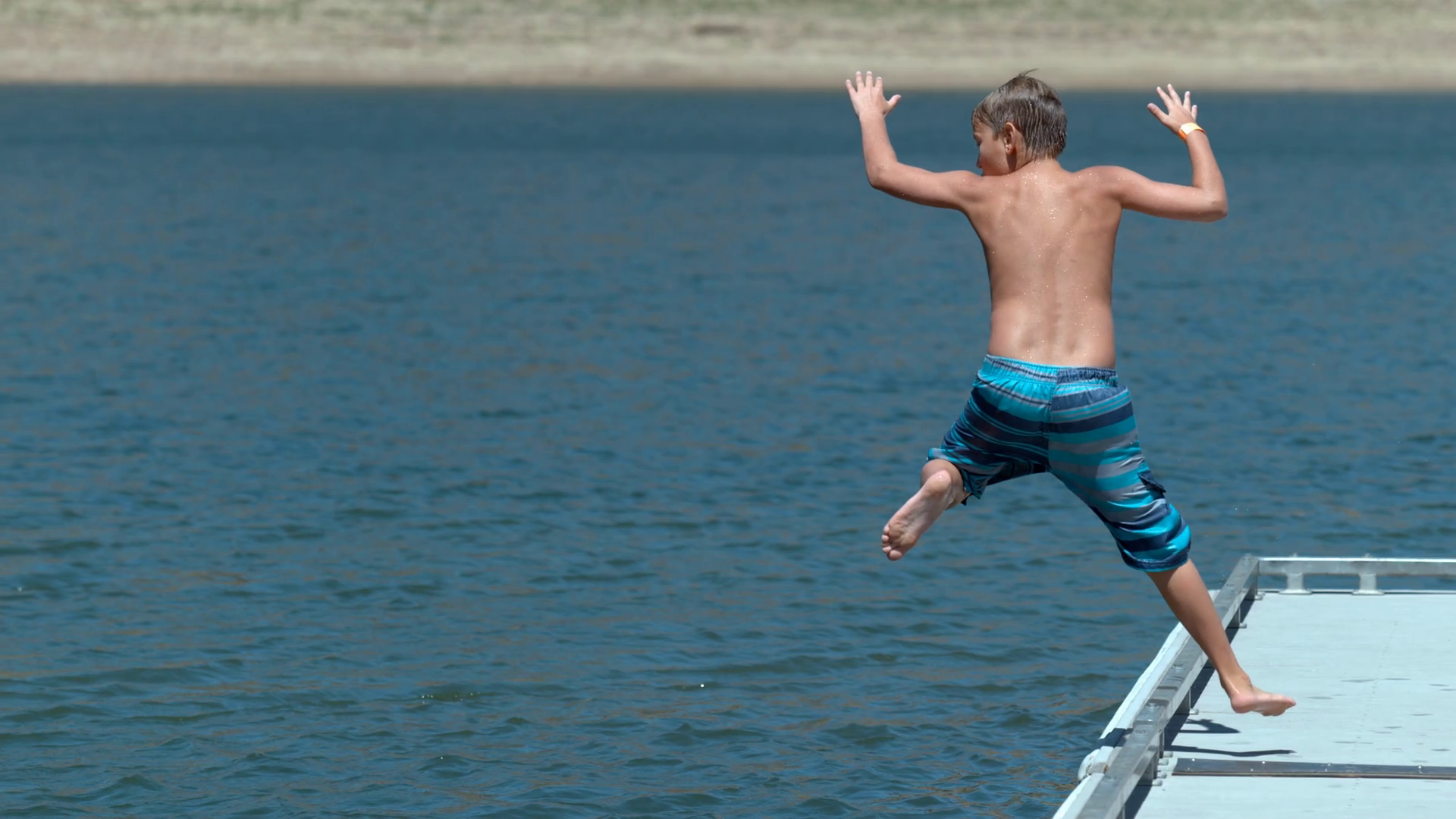 Boy Jumping Off Dock Into Lake In Super Slow Stock Footage SBV ...