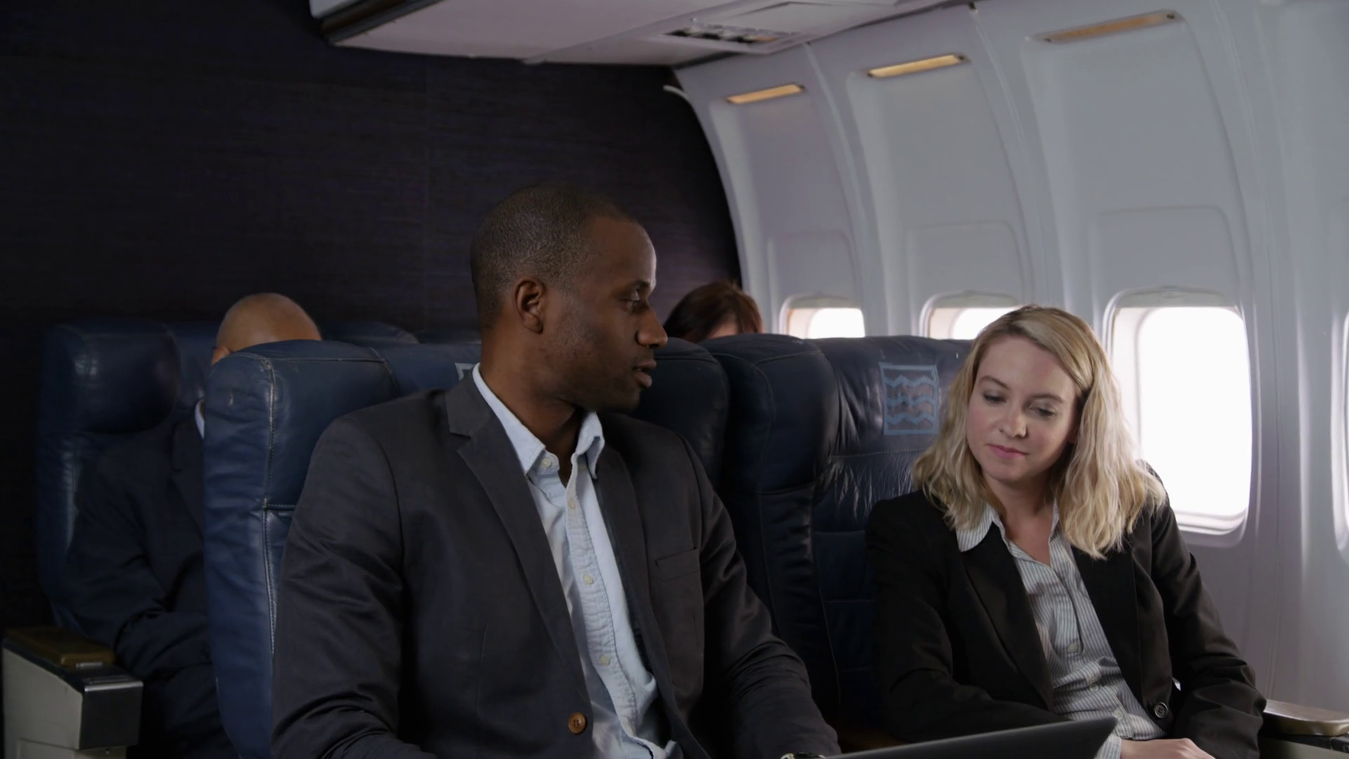 Business People Working On Airplane Flight Stock Footage SBV-347629922 ...