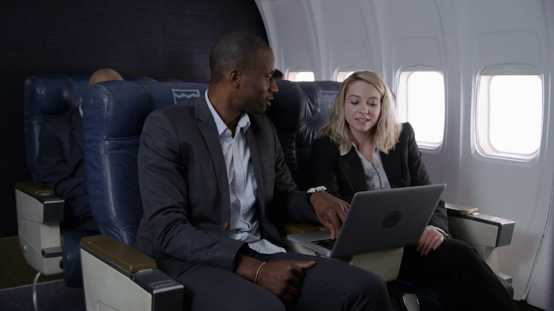 Business People Working On Airplane Flight Stock Footage SBV-347629956 ...