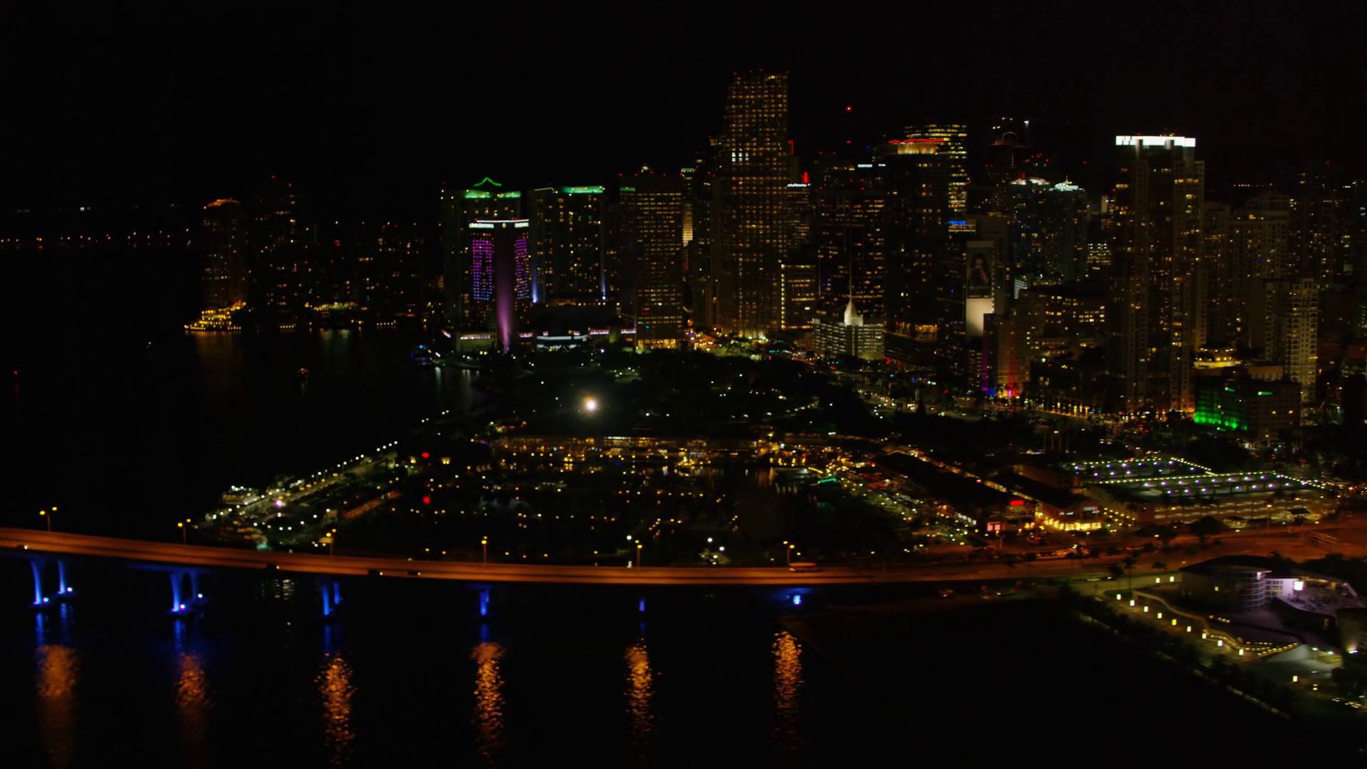 Aerial Night View Of Downtown Miami Florida Stock Footage SBV-347632079 ...