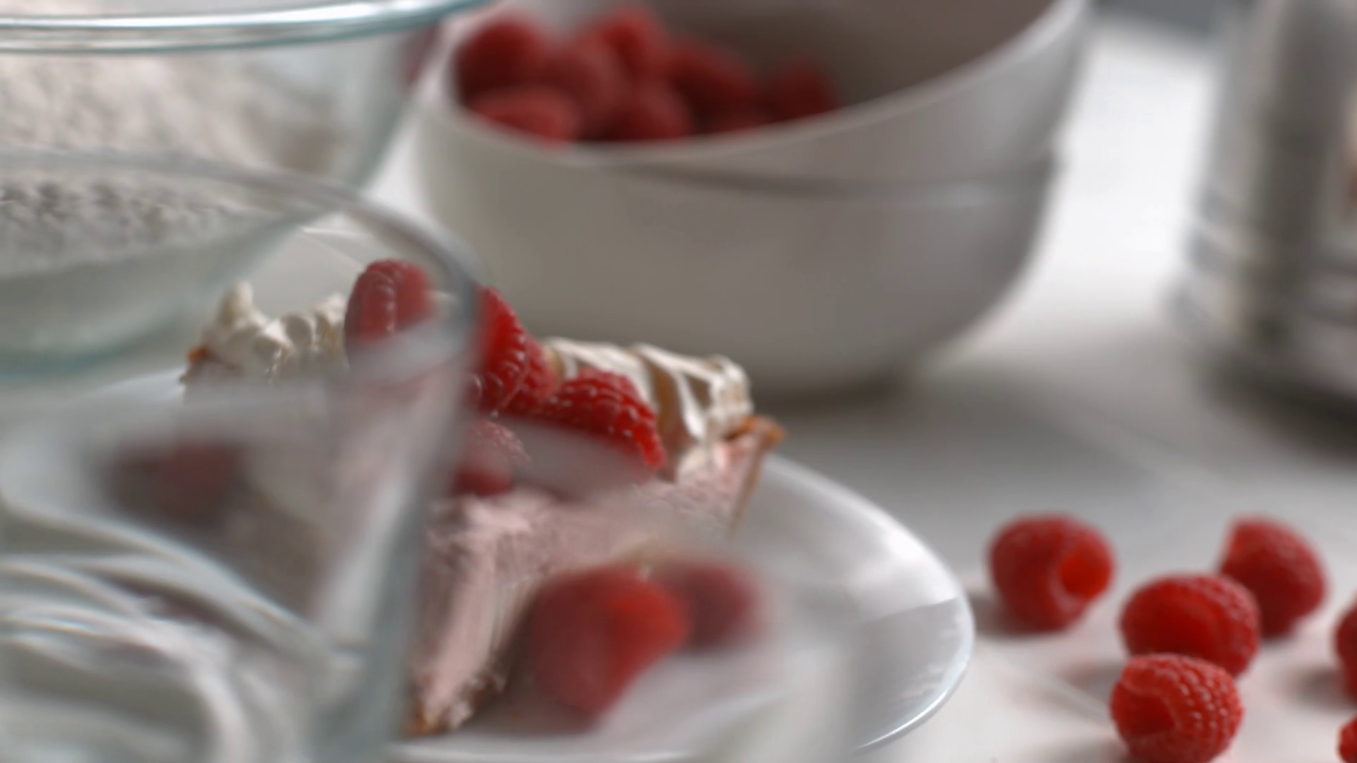 Raspberries Falling Onto Dessert In Super Stock Footage SBV-347651327 ...