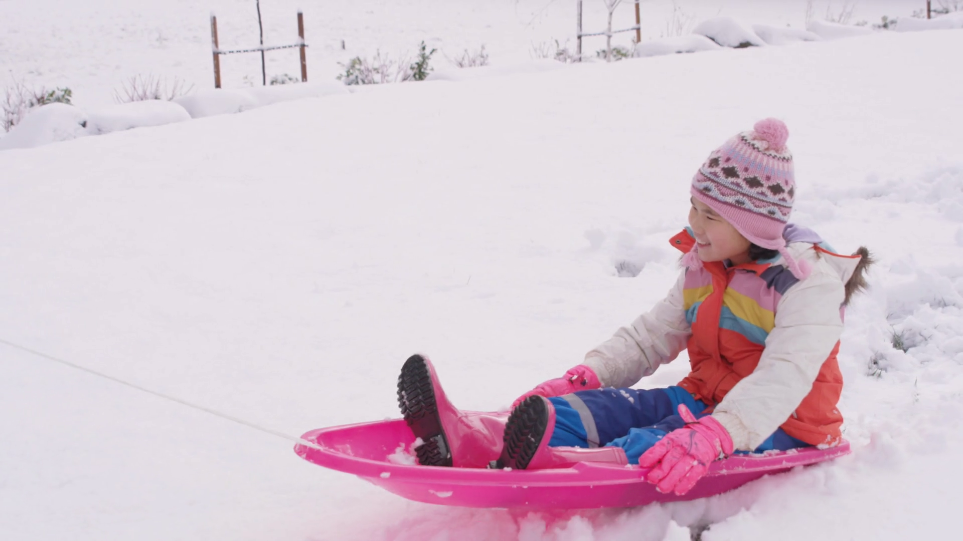 Kids Playing Pushing Sled In Winter Snow Stock Footage SBV-347651871 ...
