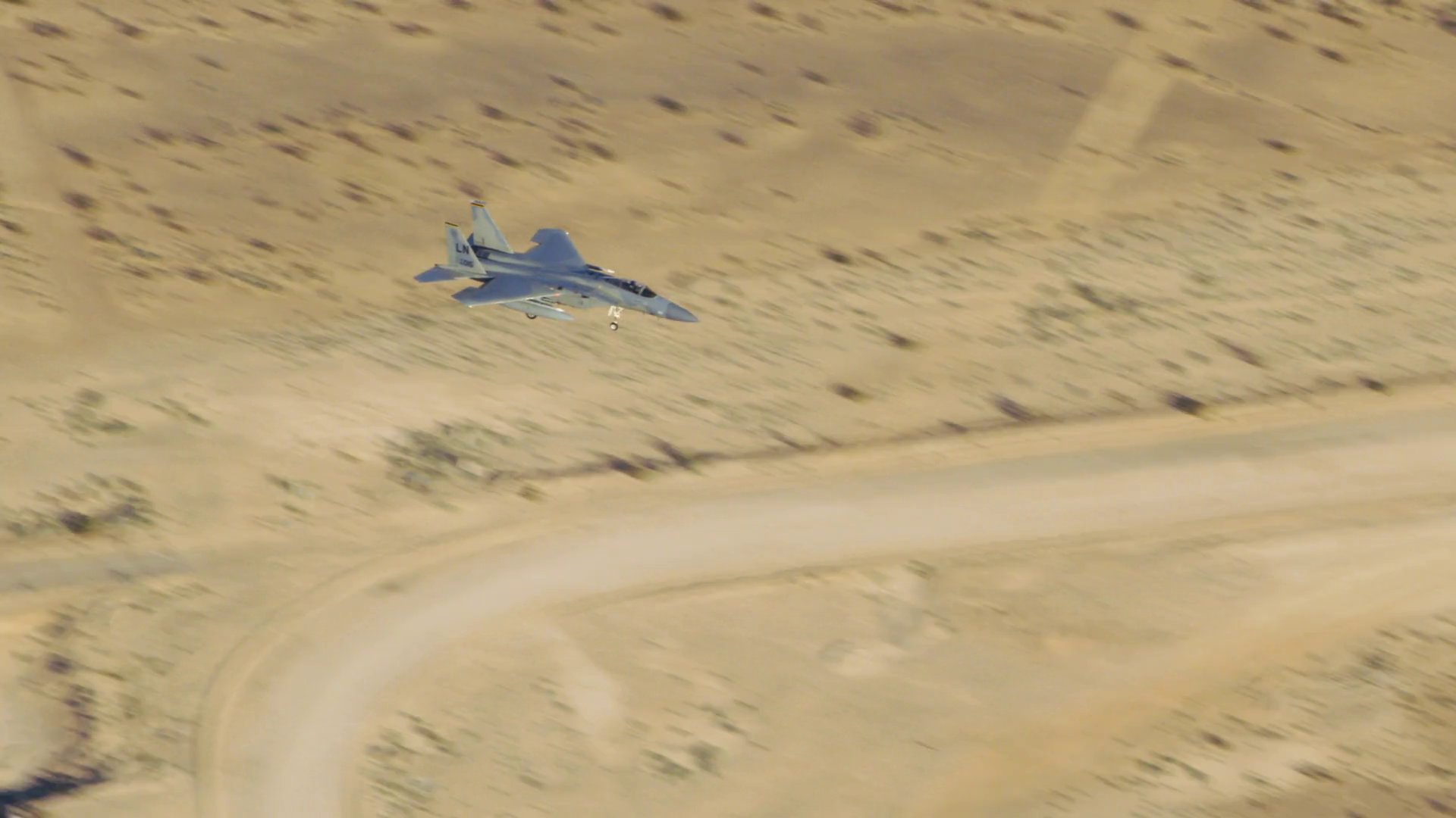 Aerial View Of Military Fighter Jet Landing Stock Footage SBV-347658855 ...
