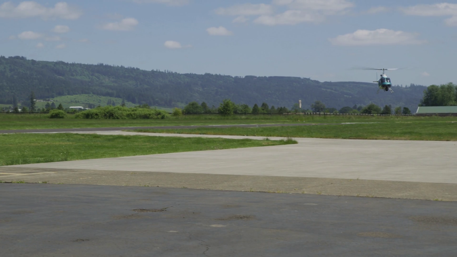 Helicopter Flying Sideways At Rural Airport Stock Footage SBV-347666185 ...