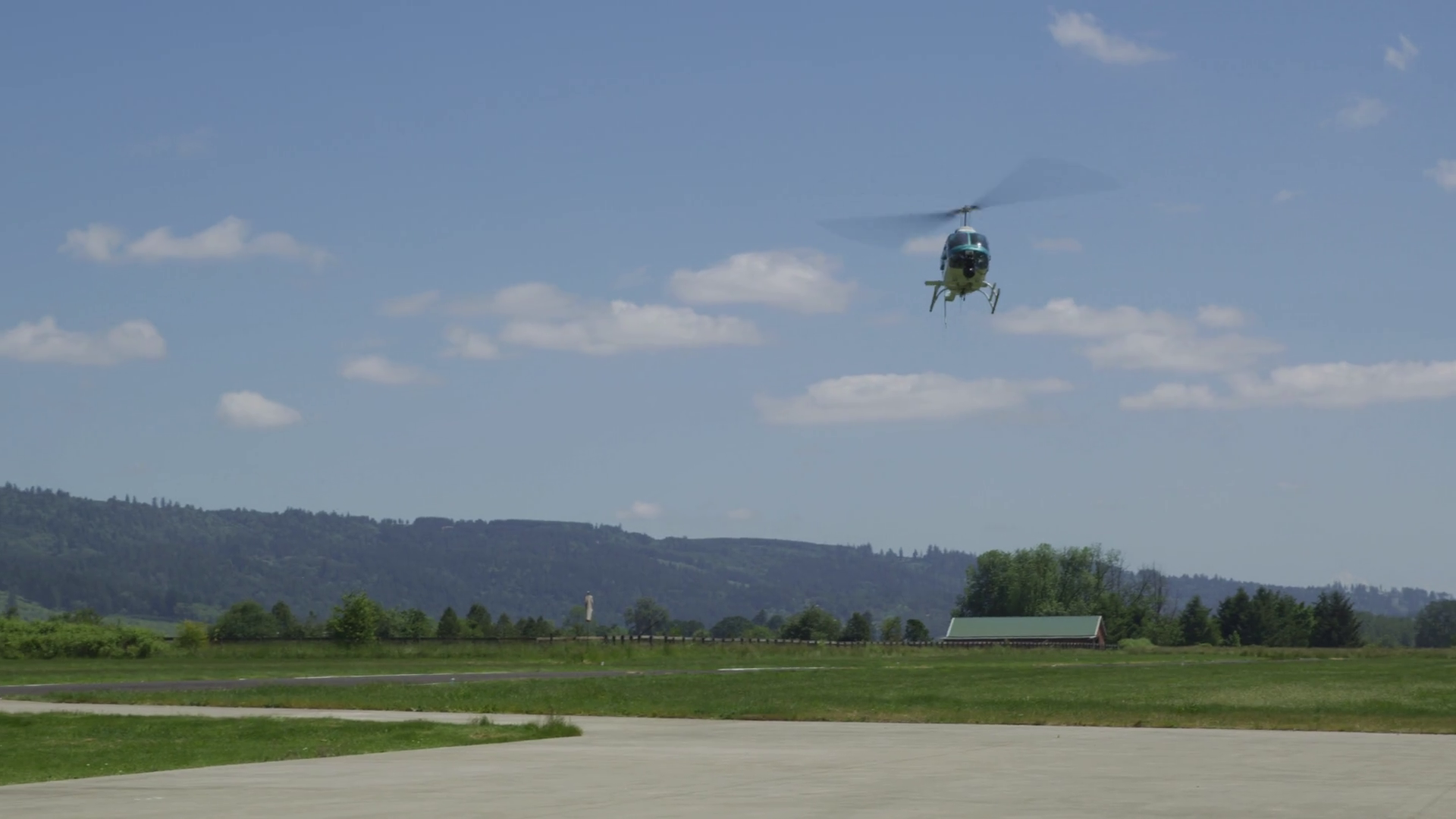 Helicopter Landing At Rural Airport Shot Stock Footage SBV-347666192 ...