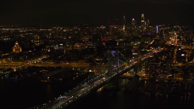 Philadelphia City Scape At Night Stock Footage: Royalty-Free Video ...