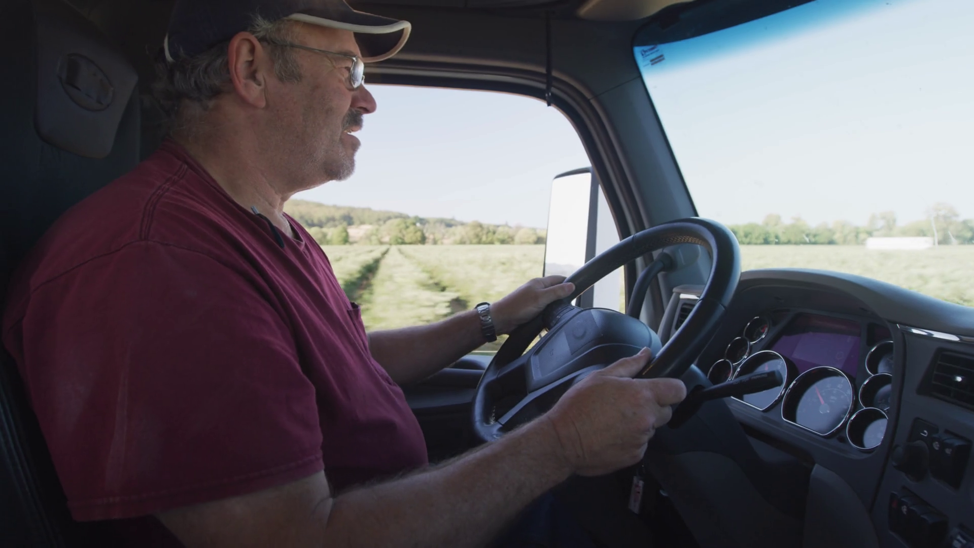 Interior Shot Of Truck Driver Driving Semi Stock Footage SBV-347679084 ...