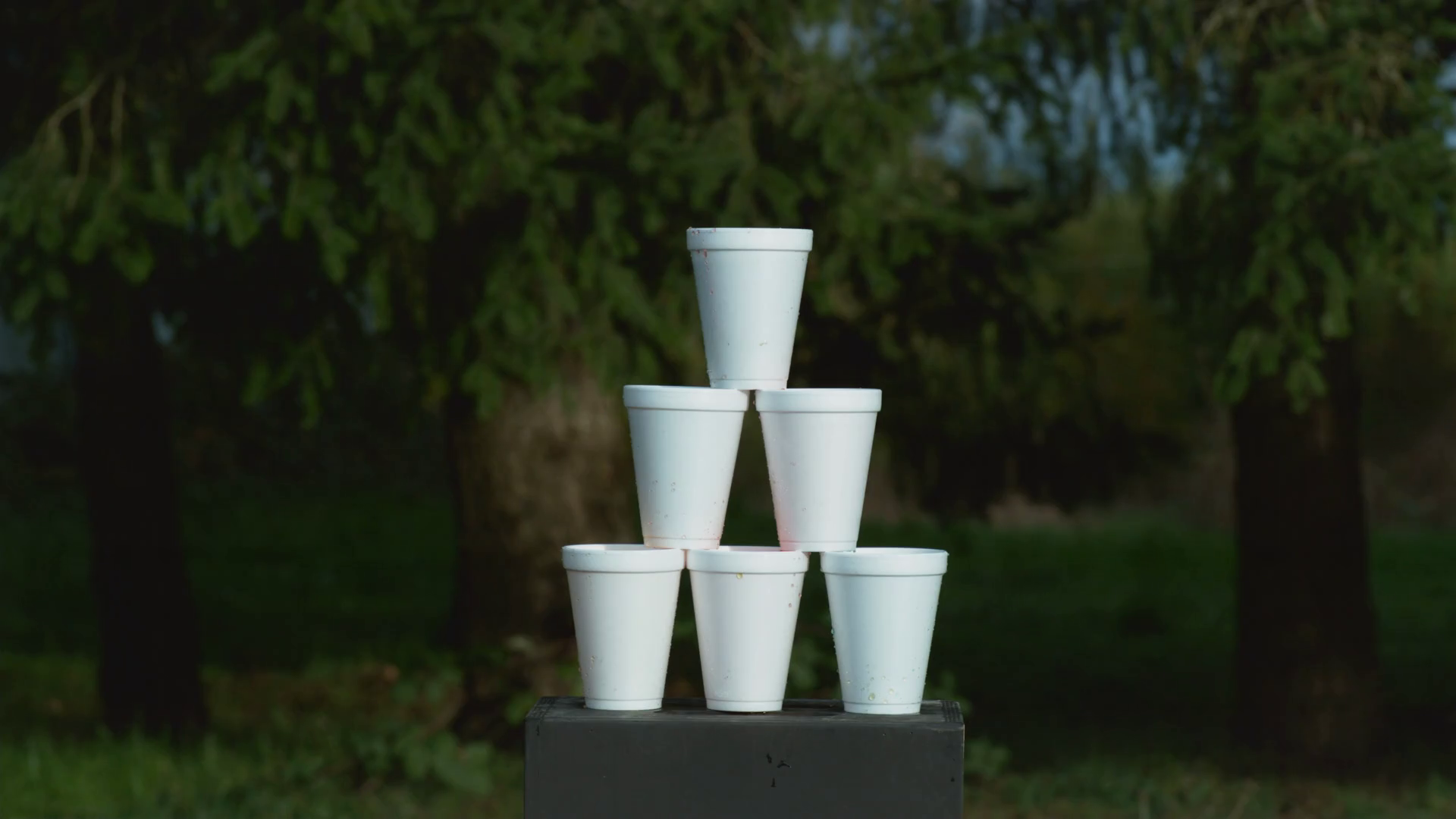 Potato Gun Shooting Stack Of Cups With Stock Footage SBV-347684094 ...
