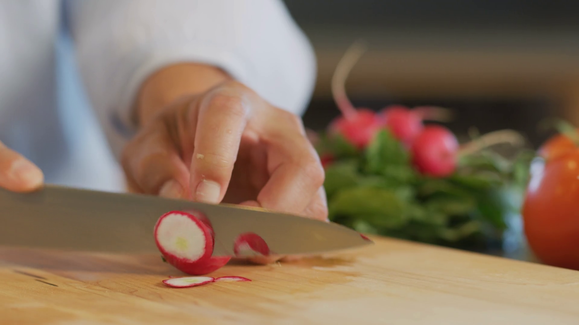 Close Up Shot Of Man Cutting Radish Stock Footage SBV-347698280 ...