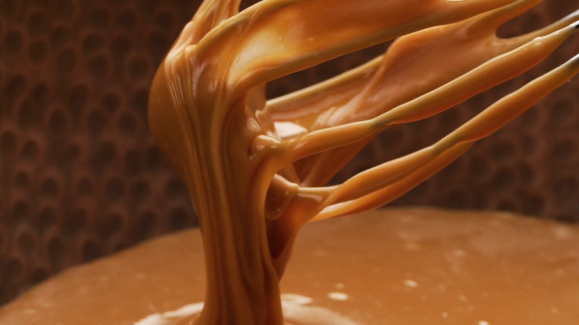 Melted Caramel Dripping From Whisk Closeup Stock Footage SBV-347703005 ...