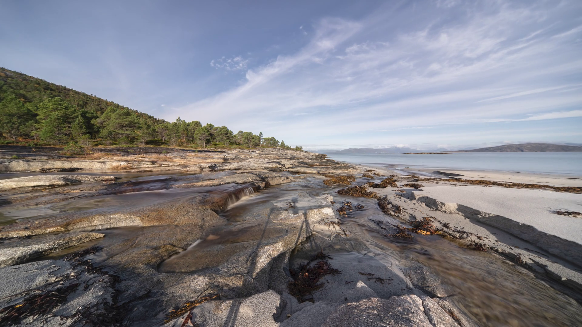 The Smooth Rocky Shore Connects To Sandy Stock Footage SBV-352555281 ...