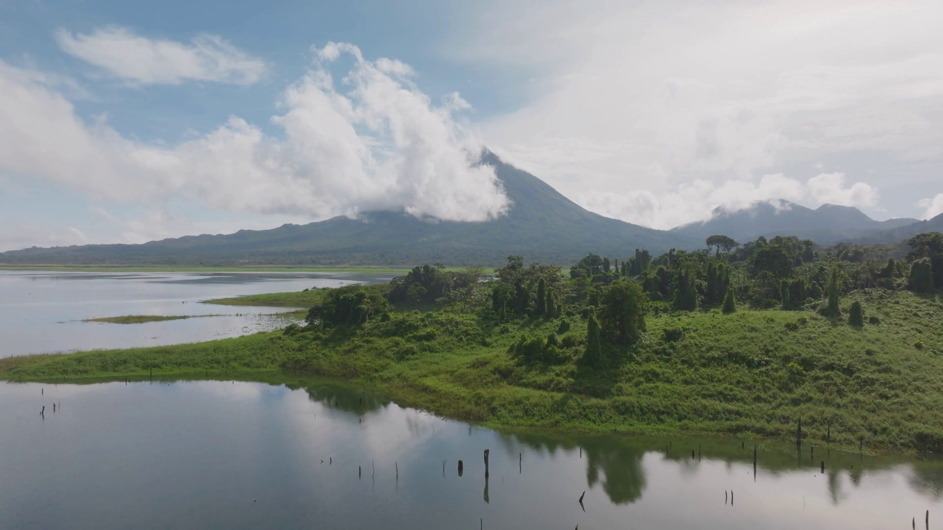Aerial Views Of Arenal Volcano Laguna De Stock Footage SBV-352049167 ...