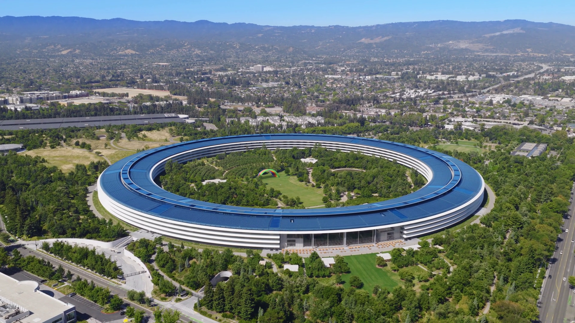 Aerial View Of Apple Park Landmark Of Stock Footage SBV-352808097 ...