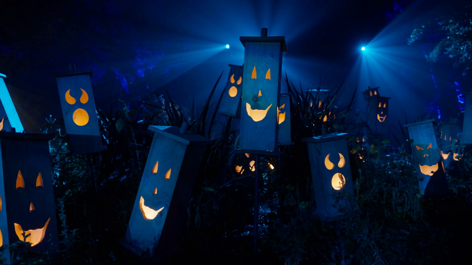 A Spooky Halloween Scene Featuring Glowing Stock Footage SBV-352552420 ...
