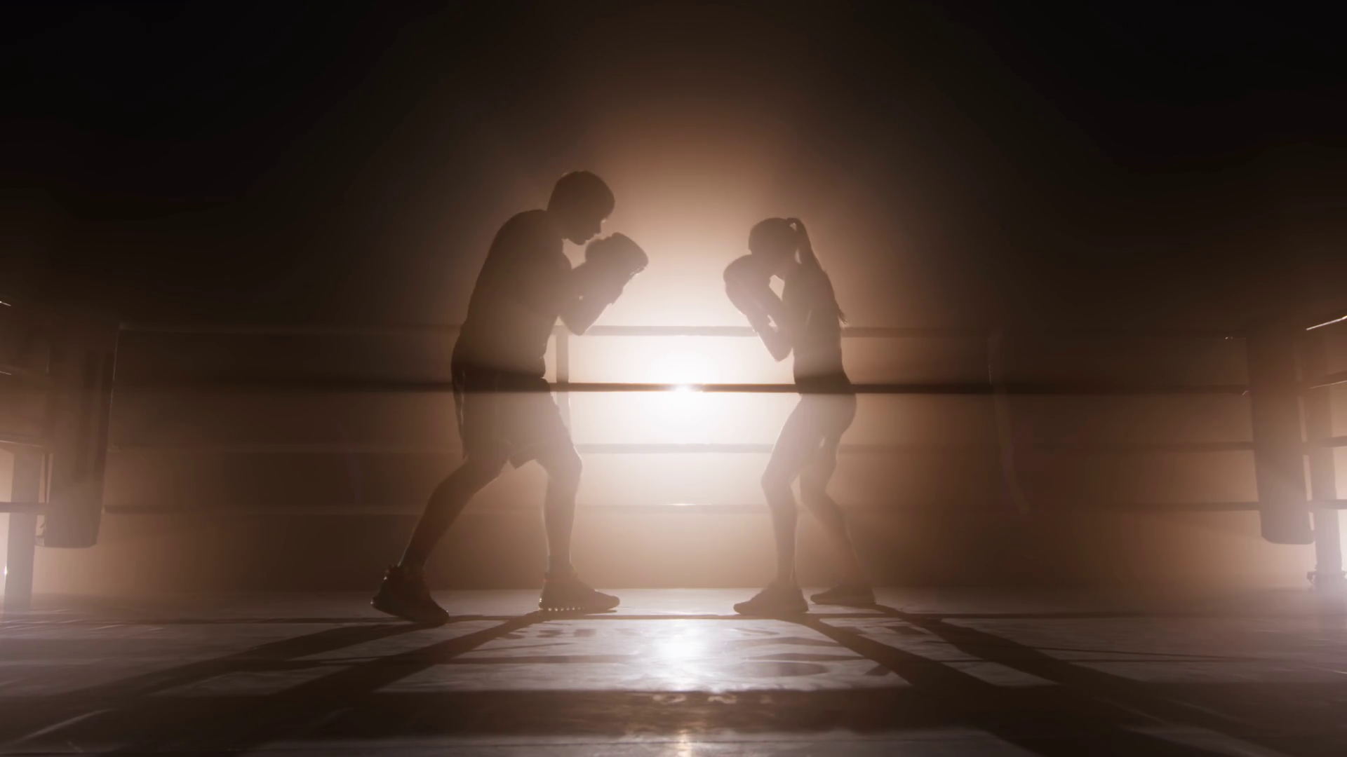 Silhouette Of Male Female Sparring Partners Stock Footage SBV-347452385 ...