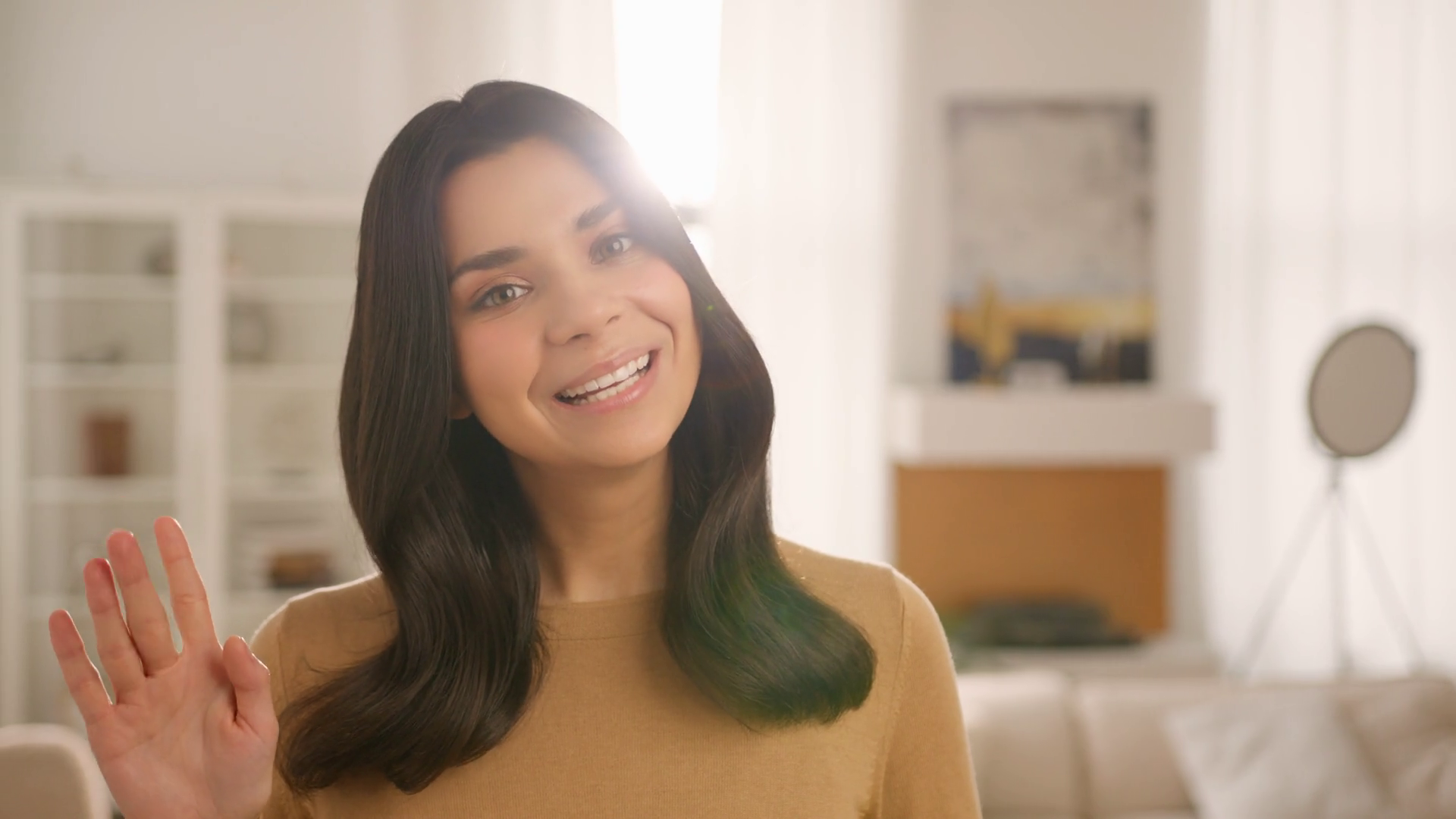 Smiling Woman On Video Call Vlogger Using Stock Footage SBV-347699236 ...