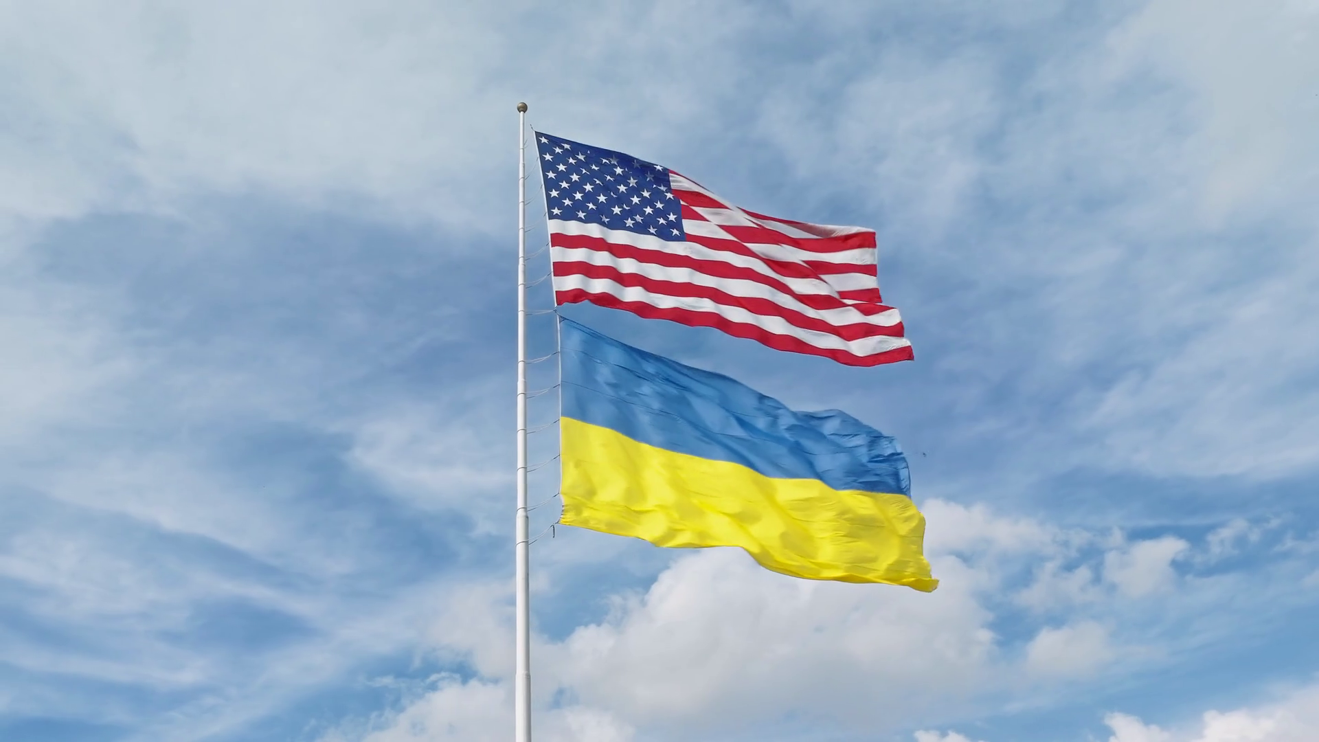 Aerial View Of American Ukraine Flags Stock Footage SBV-347631670 ...