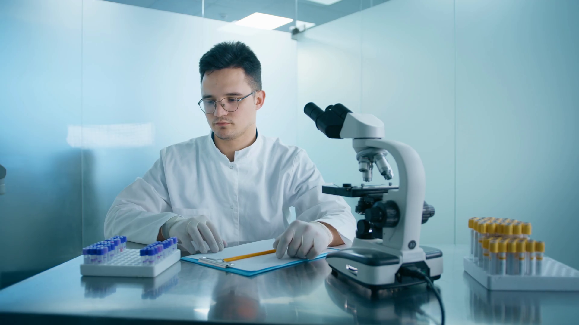 Medical Research Scientist Conducts Dna Test Stock Footage SBV ...