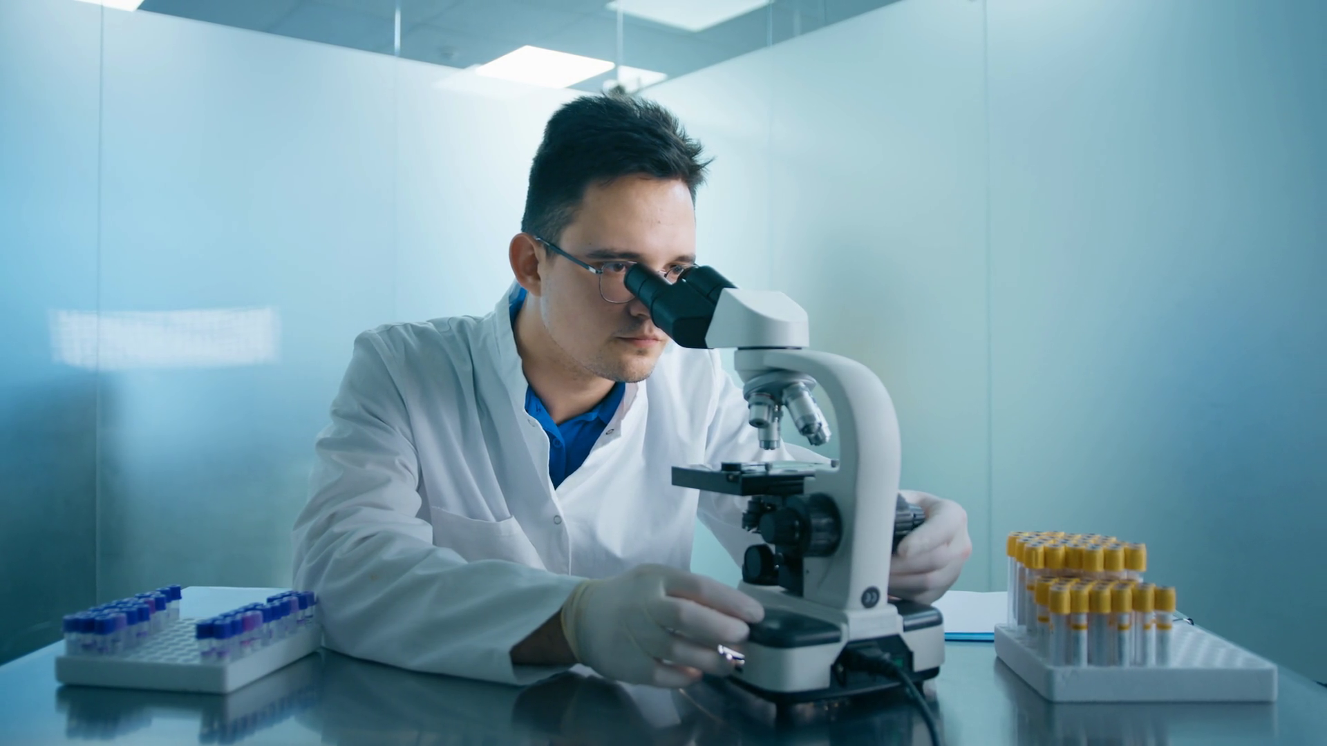 Portrait Of Focused Scientist Male Looking Stock Footage SBV-347690920 ...
