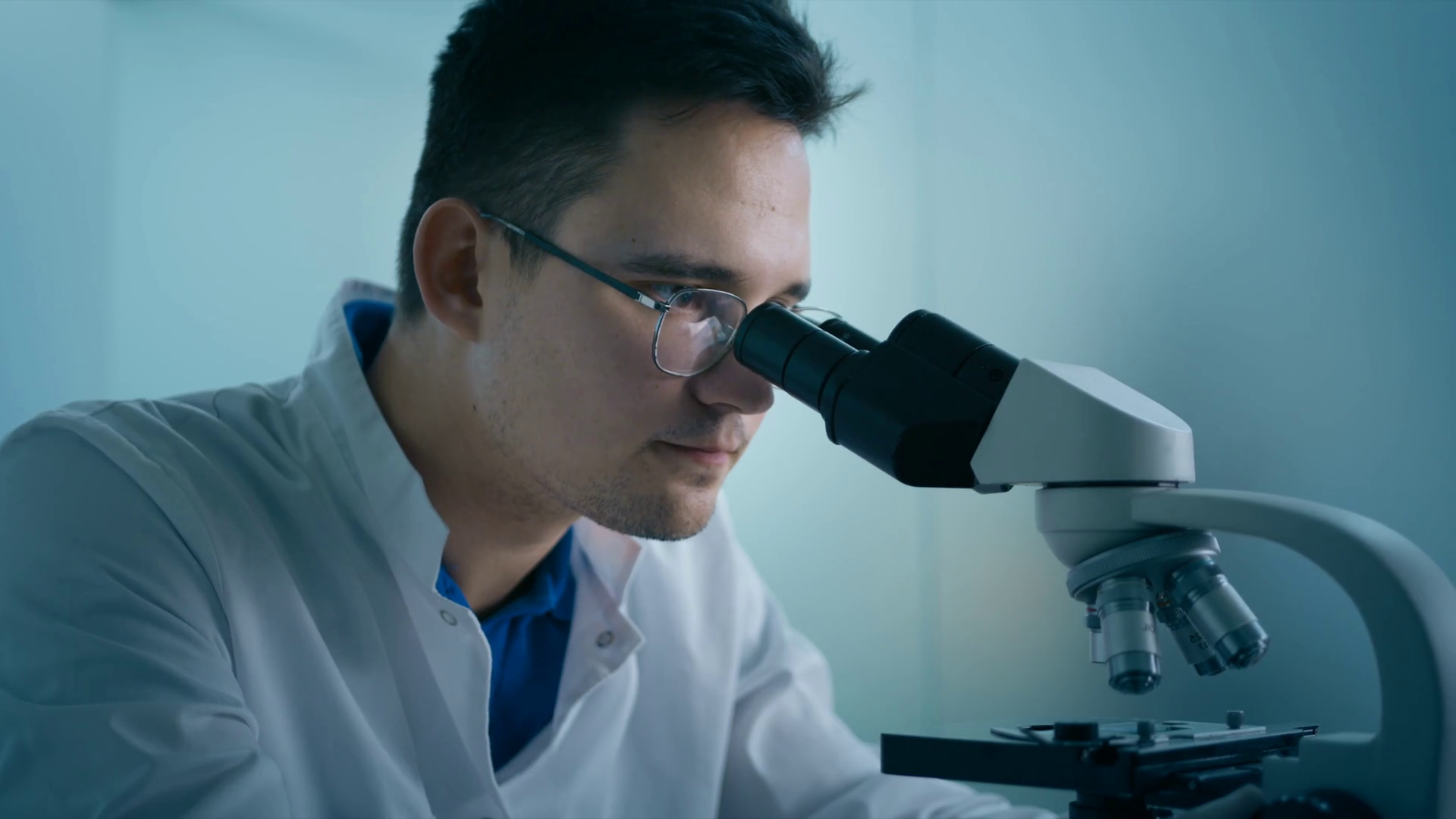 Close Up Microbiologist Man In Medical Stock Footage SBV-347691029 ...