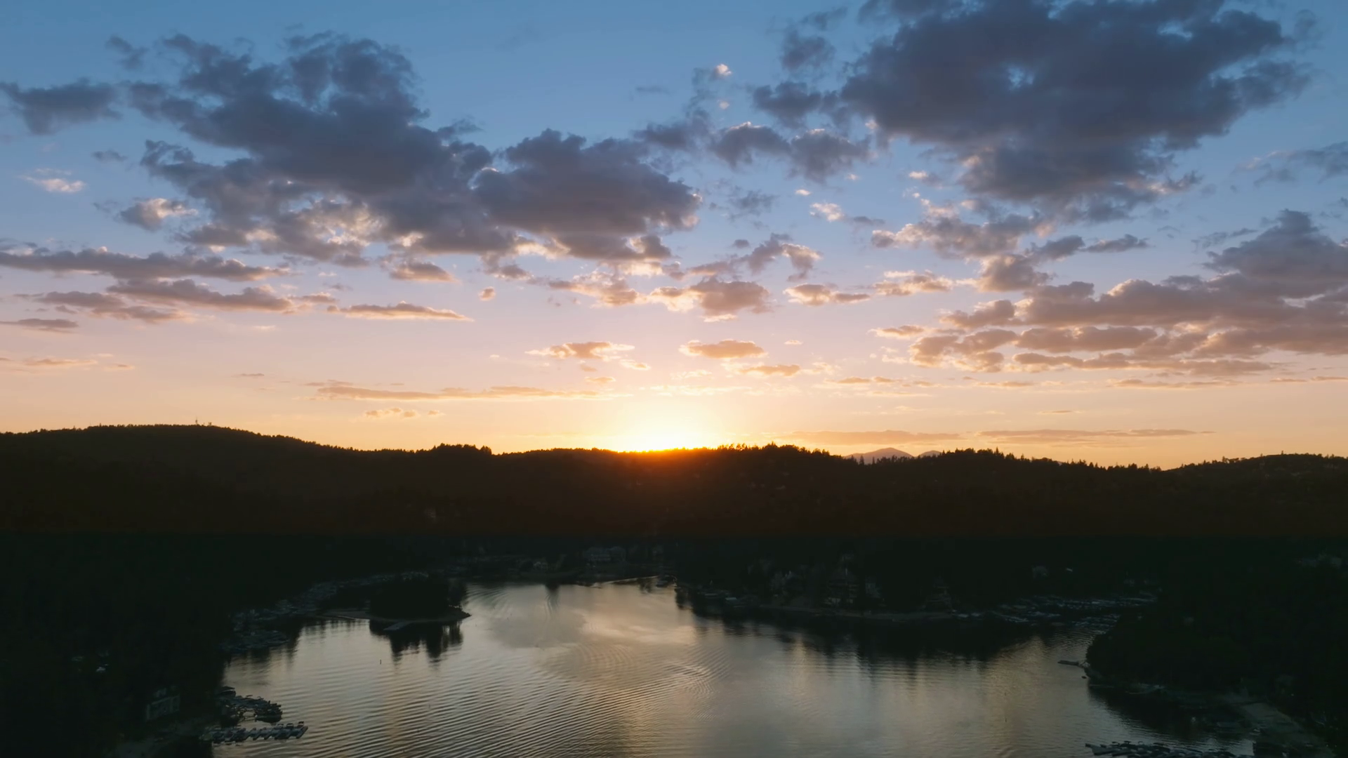 Overhead View Of Lake Arrowhead At Sunset In Stock Footage SBV ...