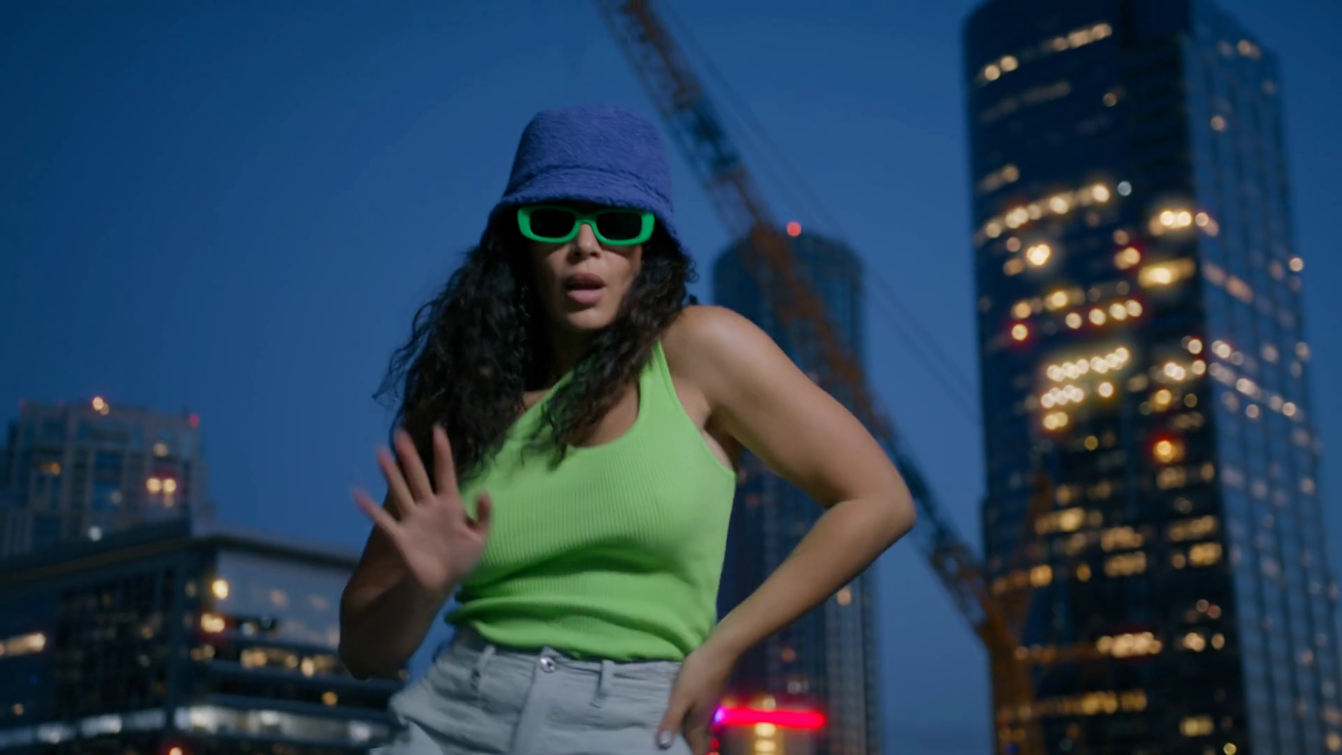 Young Mixed Race Woman Dancing On Rooftop Stock Footage SBV-348575174 ...