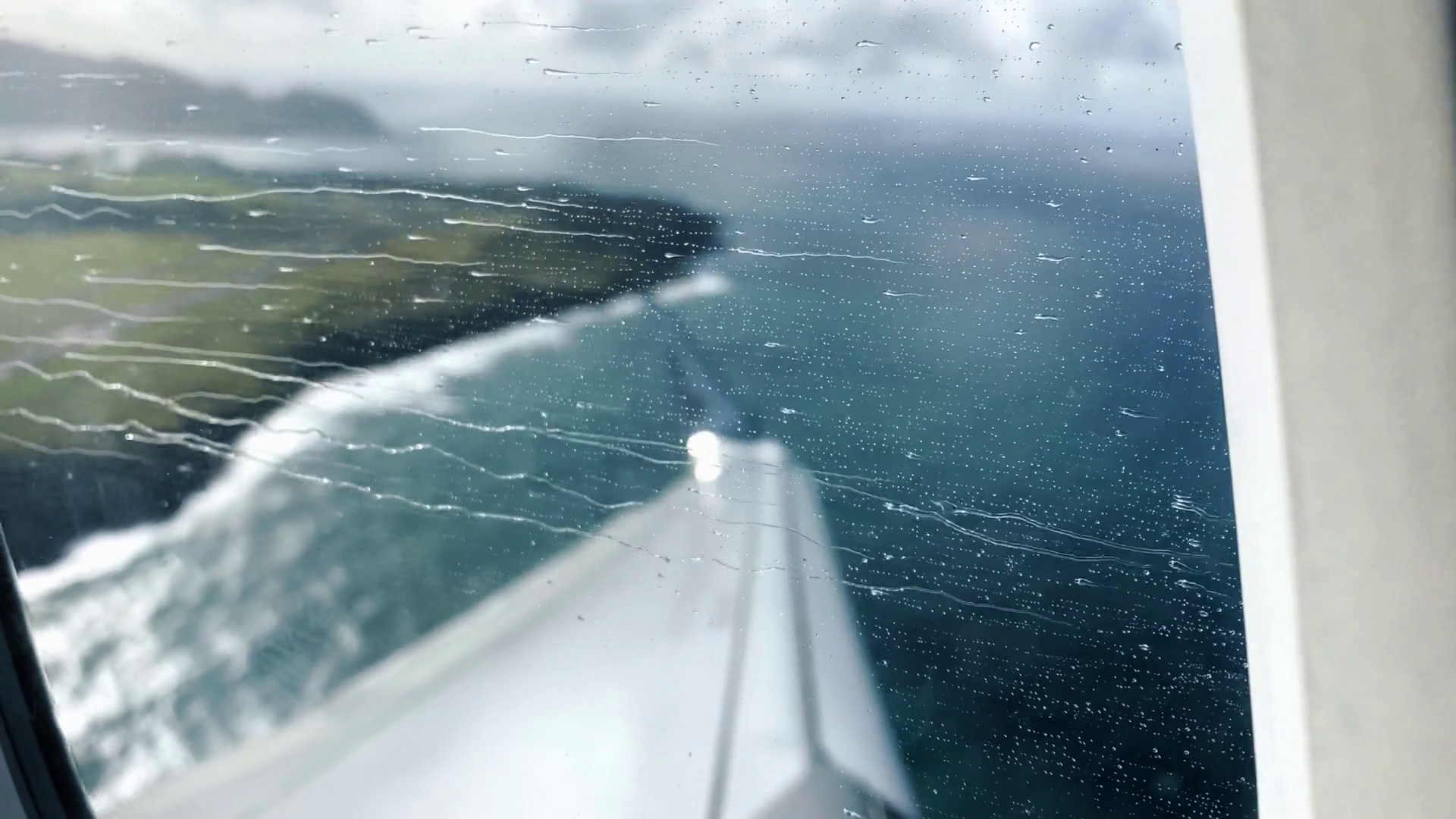Wing Of Airplane In Rainy Weather Seen From Stock Footage SBV-348754754 ...