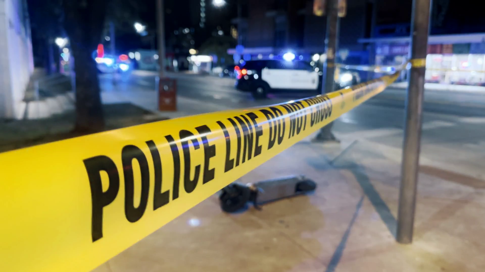 Police Yellow Tape On Street At Night Stock Footage SBV-348754751 ...