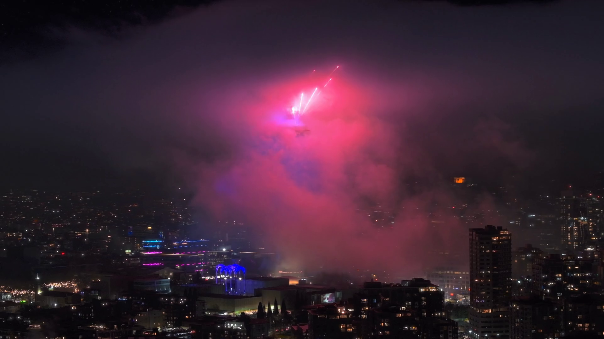 Colorful Fireworks Exploding In Cloud At Stock Footage SBV-348831814 ...