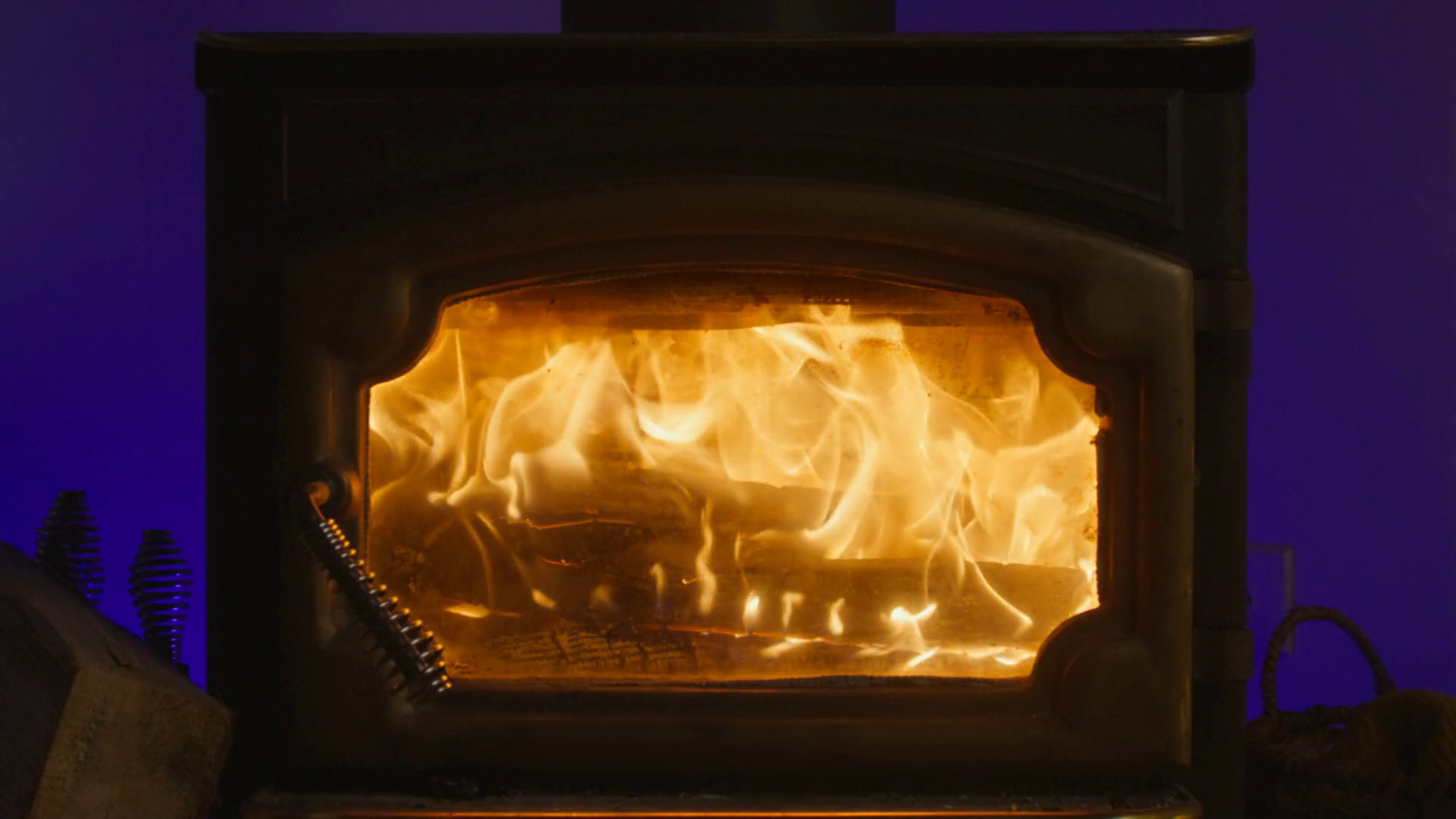 Hot Fierce Fire Flames Blazing In Black Iron Stock Footage SBV ...