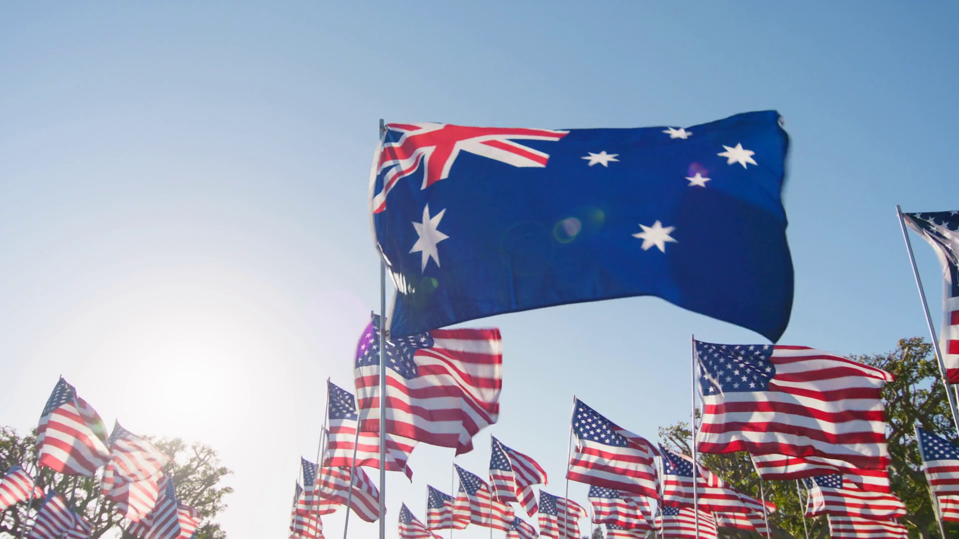 Flag Of Australia Waving Wind With American Stock Footage SBV-347777189 ...