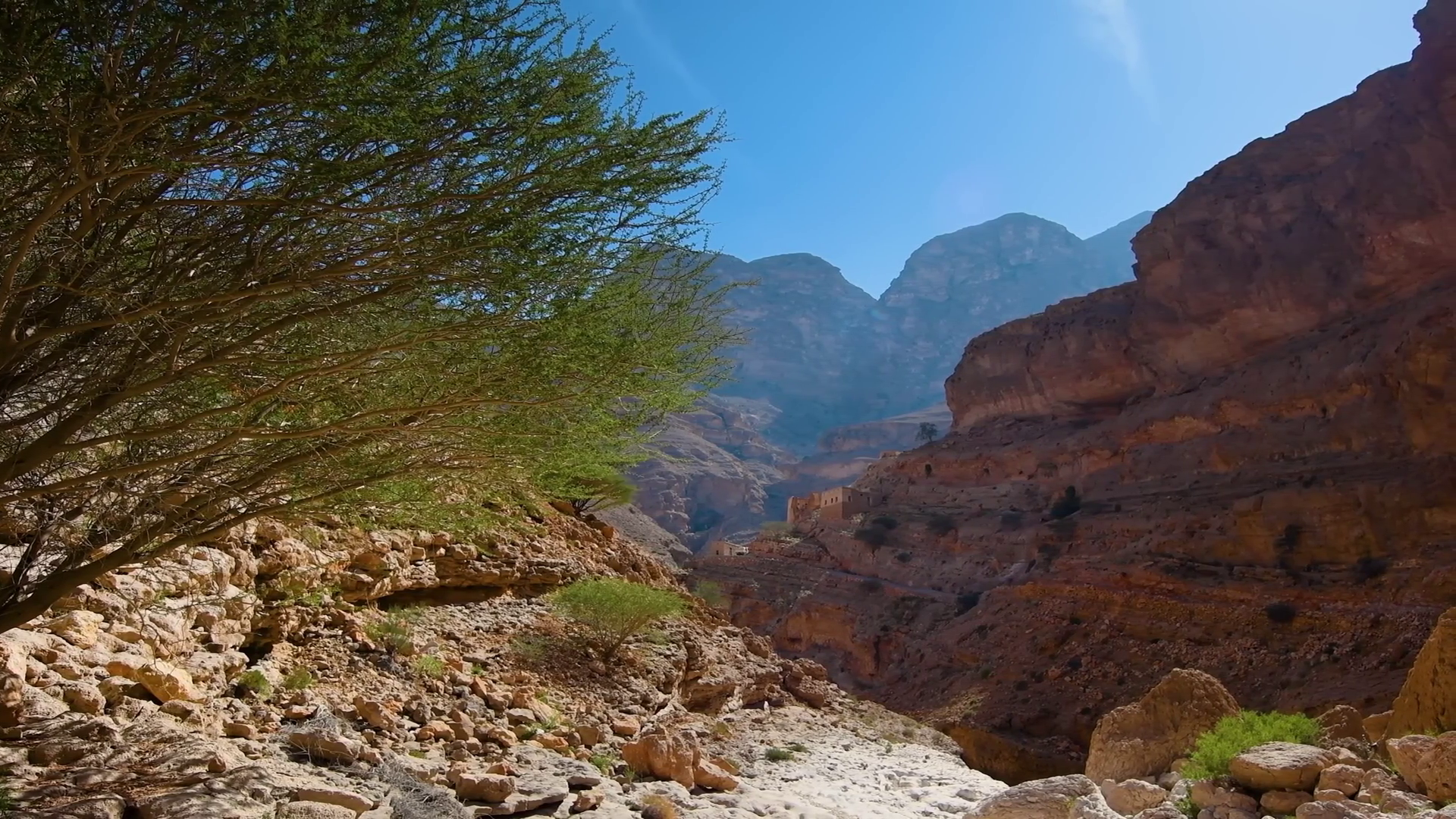 Wadi Shab Village Al Fahal In Oman Stunning Stock Footage SBV-352941156 ...