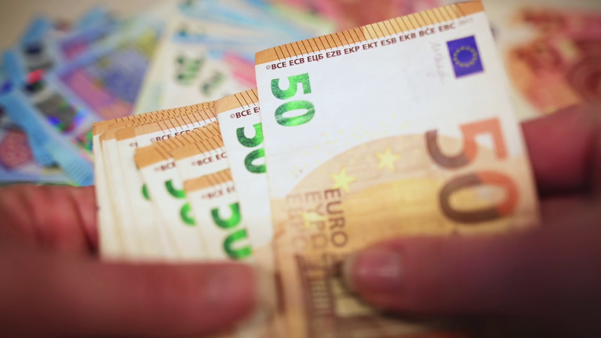 Counting Euro Banknotes In Hands Close-up Stock Footage SBV-351881625 ...