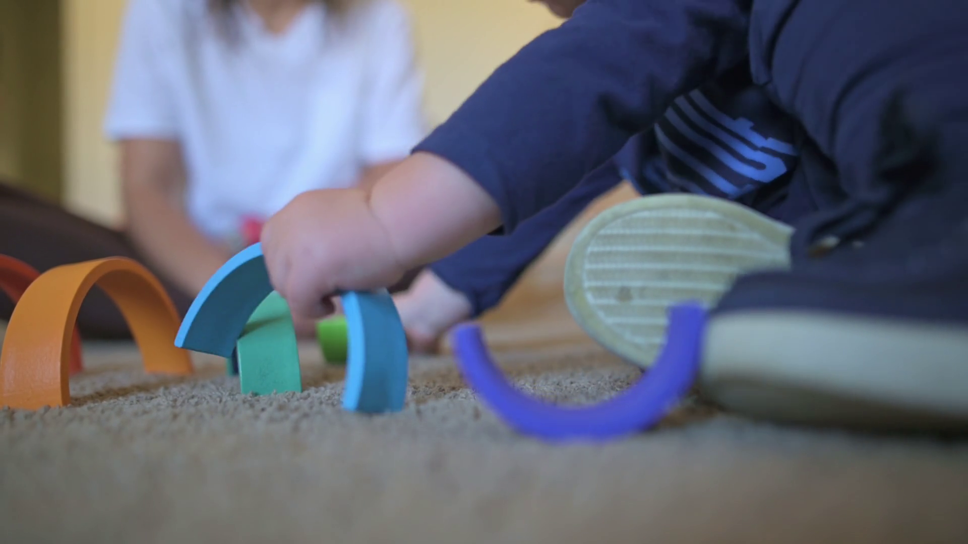 Little Child Arranging Rainbow Toy Arches On Stock Footage SBV ...