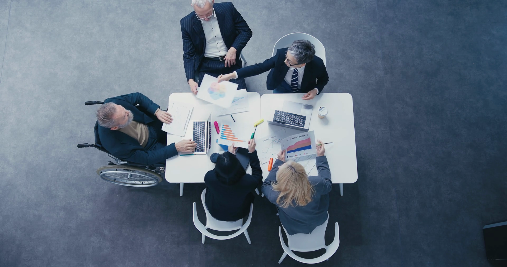 Businesspeople Sit Down At Table To Work Stock Footage SBV-351668757 ...