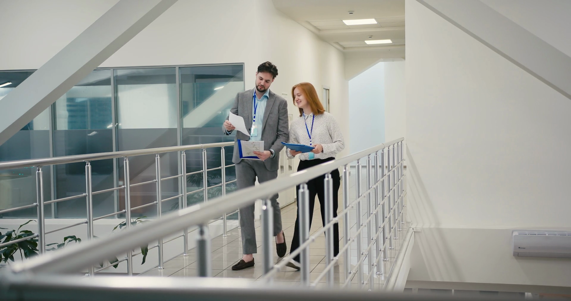 Business Workers Discuss Project Walking Stock Footage SBV-351683359 ...
