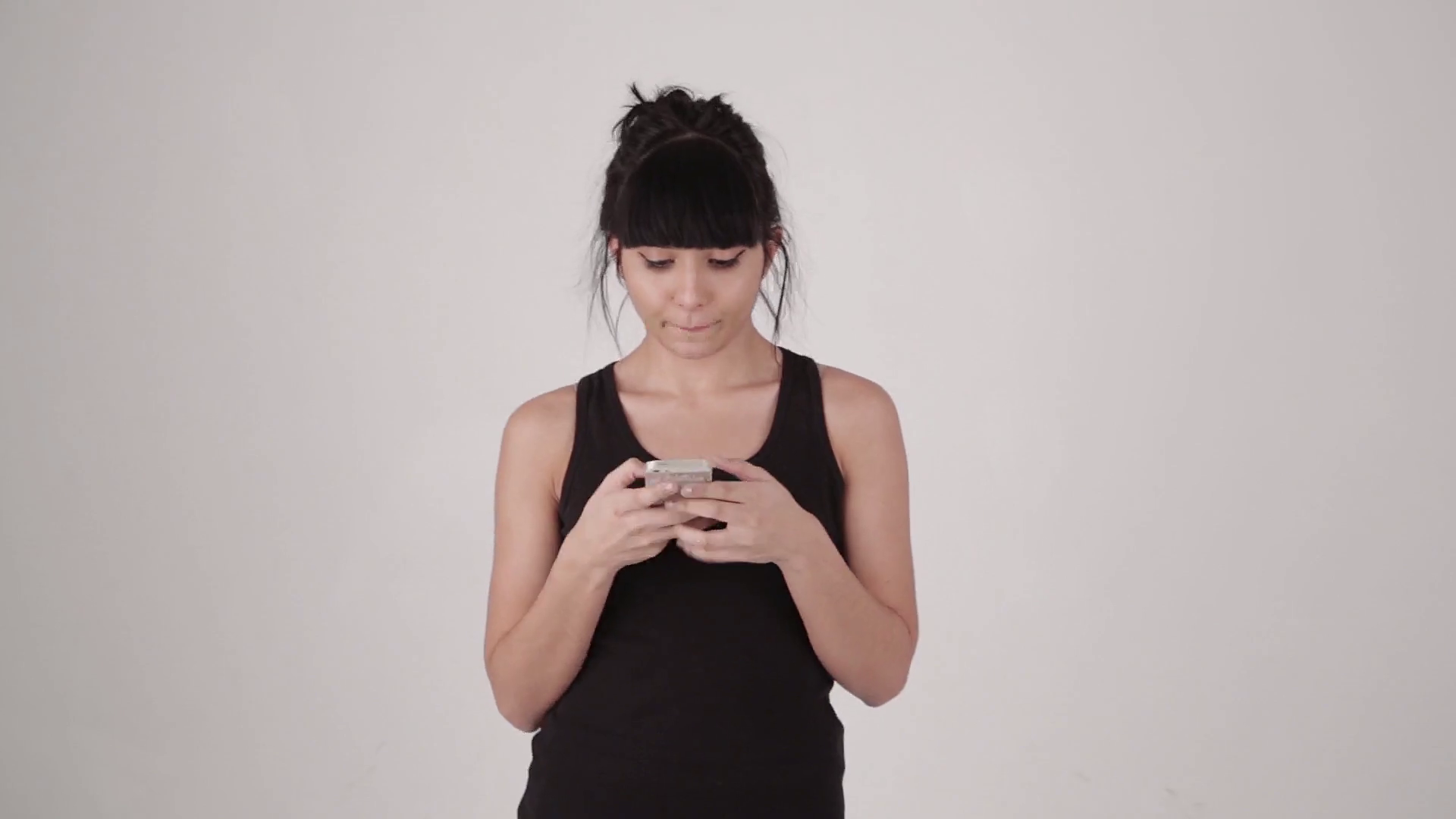 Latina Woman Happily Texting On Smartphone Stock Footage Sbv 310335261