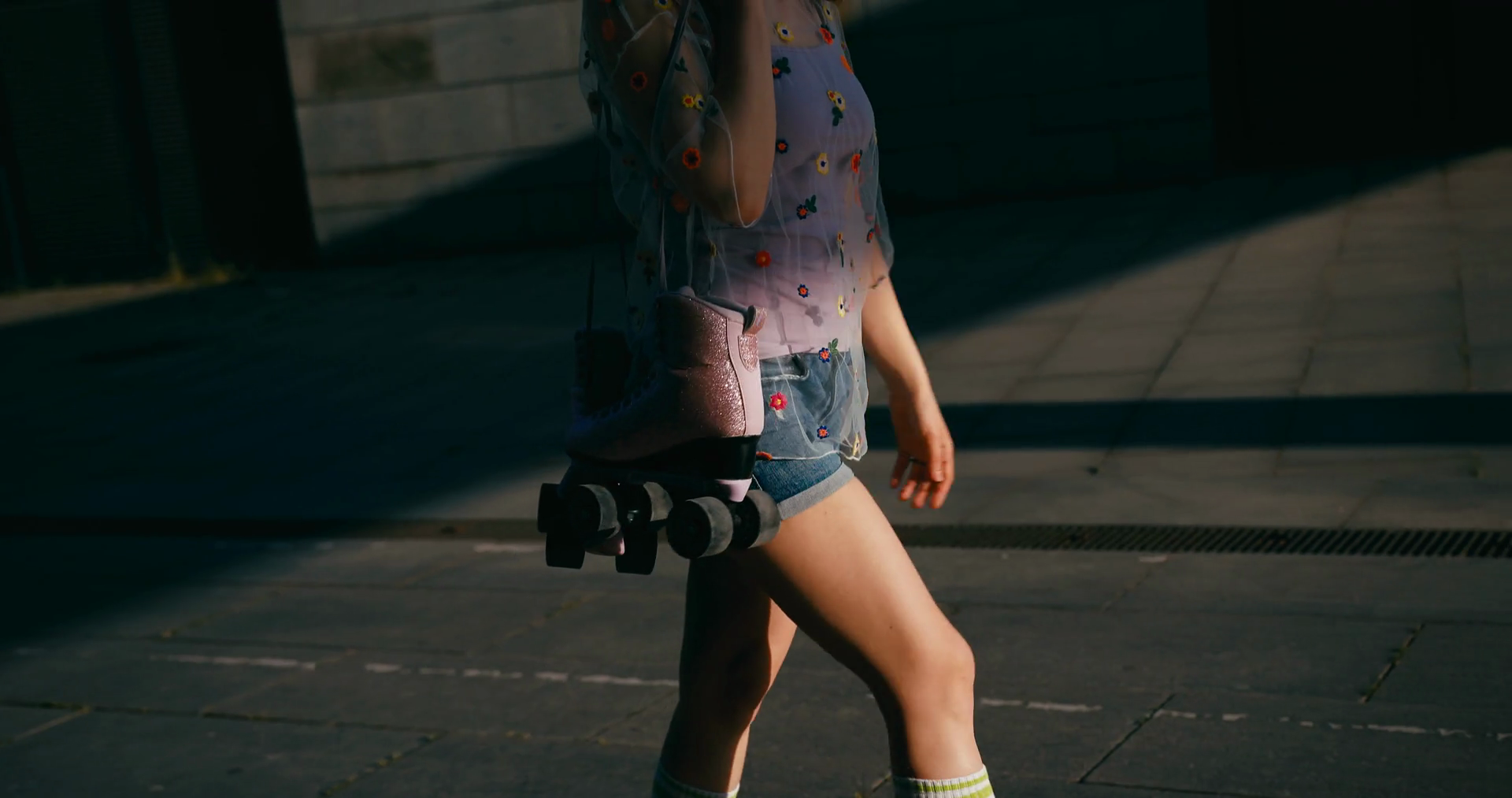 Young Fit Woman On Roller Skates Riding Stock Footage SBV-347755809 ...